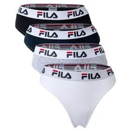 String Fila "String 4er Pack", Damen, Gr. XS, bunt (wei&szlig;, schwarz, grau, marine), Obermaterial: 95% Baumwolle CO. 5% Elasthan EL., Unterhosen String