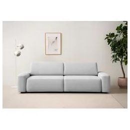 3-Sitzer Home Affaire "TORGE (257cm), Sofa,Schlafsofa in Cord, Samtvelours, Struktur fein", grau (hellgrau), B:257cm H:82cm T:105cm, 100% Polyester, Sofas, rundes Design, Schlaffunktion u. Bettkasten, Liegefl&auml;che: 135/200 cm