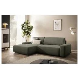 Ecksofa Home Affaire "TORGE (264cm), Schlafsofa in Cord, Samtvelours o Struktur fein, L-Form", gr&uuml;n (khaki), B:264cm H:82cm T:162cm, 100% Polyester, Sofas, Ecksofa, Schlaffunktion, Bettkasten, Liegefl&auml;che: 125/210 cm