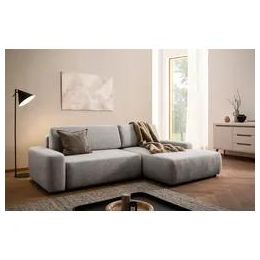 Ecksofa Home Affaire "TORGE (264cm), Schlafsofa in Cord, Samtvelours o Struktur fein, L-Form", grau (hellgrau), B:264cm H:82cm T:162cm, 100% Polyester, Sofas, Ecksofa, Schlaffunktion, Bettkasten, Liegefl&auml;che: 125/210 cm