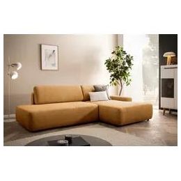 Ecksofa Home Affaire "TORGE, Schlafsofa Cord, Samtvelours u. Strukur fein, Couch in L-Form", gelb (honiggelb), B:276cm H:82cm T:164cm, 100% Polyester, Sofas, Ecksofa, Schlaffunktion und Bettkasten, Liegefl&auml;che: 210x125 cm, neues Design