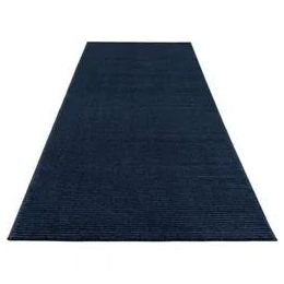 Teppich Carpet City "Frise&eacute;-Teppich FANCY900", blau, B:80cm H:12mm L:150cm, Polypropylen, Teppiche, Teppich, L&auml;ufer, Kurzflor, Einfarbig, 3D-Optik, Streifen Look, Wohnzimmer