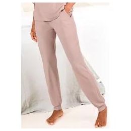 Pyjamahose Vivance DREAMS, Damen, Gr. 40/42, N-Gr, rosa (altrosa), Rippstrick, Obermaterial: 63% Polyester, 33% Viskose, 4% Elasthan, unifarben, Basic, bequem lang, Hosen Pyjamahose, in weicher Rippqualit&auml;t