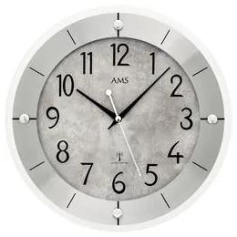 Funkwanduhr AMS, silber (silberfarben), Wanduhren, &Oslash; 31cm, Quarzuhr, Wanduhr, Made in Germany, Wohnzimmer, K&uuml;che, Arbeitszimmer