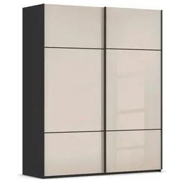 Schwebet&uuml;renschrank Rauch "Kleiderschrank Schrank Garderobe Schlafzimmerschrank SCALE-TRIO", beige (schwarz, glas champagner, griffleisten schwarz), B:181cm H:223cm T:67cm, Holzwerkstoff, Schr&auml;nke, Schwebet&uuml;renschrank, edle dreigeteilte Front mit 2 Zierleisten Glasfront MADE IN GERMANY