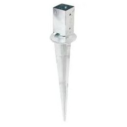 GAH Alberts Einschlag-Bodenh&uuml;lse ALBERTS "71x71 mm", silber (silberfarben), B:7,1cm, Stahl, Bodenanker, f&uuml;r Vierkantholzpfosten, mit verstellbarem Topf, Gesamtl&auml;nge 750 mm
