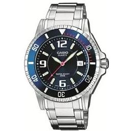 Quarzuhr, silber (silberfarben, blau), Casio TIMELESS COLLECTION, Armbanduhren, Herren, Quarzuhr, Armbanduhr, Herrenuhr, Datum, bis 20 bar wasserdicht, Edelstahlarmband