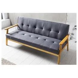 Schlafsofa Salesfever "Skagen 3-Sitzer Sofa", grau (dunkelgrau), B:190cm H:81cm T:85cm, Webstoff (100% Polyester), Massivholz, Sofas, Schlafsofa, Holzgestell Sofa: Entspannung und Schlaf auf 190cm Breite
