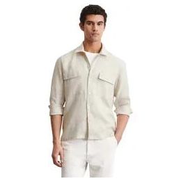 Marc O'Polo Leinenhemd MARC O'POLO, Herren, Gr. M, N-Gr, grau (gray silk), Web, Obermaterial: 100% Leinen, regular fit, Hemden