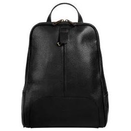 Cityrucksack Samantha Look, Damen, Gr. B/H/T: 20cm x 32cm x 6cm, onesize, schwarz, Leder, Rindsleder, Rucks&auml;cke Cityrucksack, echt Leder, Made in Italy