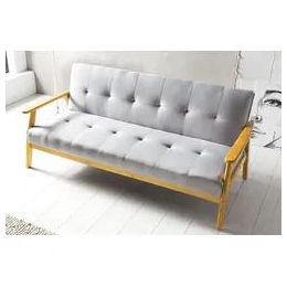 Schlafsofa Salesfever "Skagen 3-Sitzer Sofa", grau (hellgrau), B:190cm H:81cm T:85cm, Webstoff (100% Polyester), Massivholz, Sofas, Schlafsofa, Holzgestell Sofa: Entspannung und Schlaf auf 190cm Breite