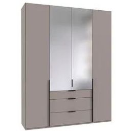 Dreht&uuml;renschrank wimex "Mugano", saharagrau, griffe schwarz, B:180cm H:236cm T:58cm, Holzwerkstoff, Schr&auml;nke, Dreht&uuml;renschrank, wahlweise mit oder ohne Spiegel, mit Schubladen