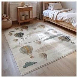 Kinderteppich Hanse Home "Hot Air Ballon", beige (creme, multifarben), B:120cm H:8mm L:170cm, Polypropylen, Teppiche, Kinderteppich, Spielteppich, fest, Kinderzimmer, Kurzflor, Spielunterlage