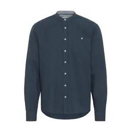 Langarmhemd Blend "Langarmhemd BHBobby Shirt mandarin", Herren, Gr. XL, N-Gr, blau (marineblaus), Obermaterial: 55% Leinen LI. 45% Viskose CV., Hemden