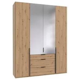 Dreht&uuml;renschrank wimex "Mugano", artisan, eiche nachbildung, griffe schwarz, B:180cm H:236cm T:58cm, Holzwerkstoff, Schr&auml;nke, Dreht&uuml;renschrank, wahlweise mit oder ohne Spiegel, mit Schubladen