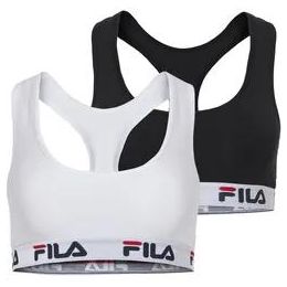 Sport-BH Fila "JUNIOR GIRL BRA", Damen, Gr. 158/164, N-Gr, schwarz-wei&szlig; (schwarz, wei&szlig;), Jersey, Obermaterial: 95% Baumwolle, 5% Elasthan, unifarben, BHs Sport-BH, nahtlos, Racerback-R&uuml;cken, Unterbrustband mit Logoschriftzug