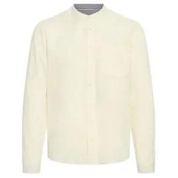 Langarmhemd Blend "Langarmhemd BHBobby Shirt mandarin", Herren, Gr. S, N-Gr, wei&szlig; (snow wei&szlig;), Obermaterial: 55% Leinen LI. 45% Viskose CV., Hemden