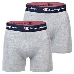 Boxershorts Champion "Boxershort 2er Pack", Herren, Gr. S, grau (hellgrau meliert), Obermaterial: 95% Baumwolle CO. 5% Elasthan EL., Unterhosen