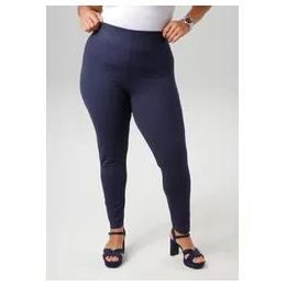 Leggings ANISTON PLUS, Damen, Gr. 52/54, N-Gr, blau (marine), Single Jersey, Obermaterial: 95% Baumwolle, 5% Elasthan, unifarben, sehr figurbetont kn&ouml;chelfrei, Hosen Leggings, aus elastischer Single Jersey-Qualit&auml;t