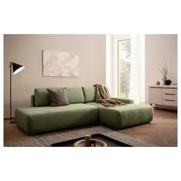 Ecksofa Home Affaire "TORGE, Schlafsofa Cord, Samtvelours u. Strukur fein, Couch in L-Form", gr&uuml;n (khaki), B:276cm H:82cm T:164cm, 100% Polyester, Sofas, Ecksofa, Schlaffunktion und Bettkasten, Liegefl&auml;che: 210x125 cm, neues Design
