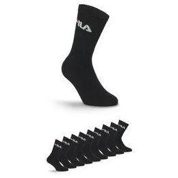 Sportsocken Fila "UNISEX CREW TENNIS FULL TERRY SOCKS", Herren, Gr. 35-38, schwarz, Baumwollmischung, bedruckt, unifarben mit Farbeinsatz, normal, Socken Sportsocken
