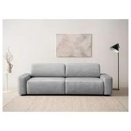 3-Sitzer Home Affaire "TORGE (257cm), Sofa,Schlafsofa in Cord, Samtvelours, Struktur fein", silber (silbergrau), B:257cm H:82cm T:105cm, 100% Polyester, Sofas, rundes Design, Schlaffunktion u. Bettkasten, Liegefl&auml;che: 135/200 cm