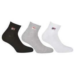 Sneakersocken Fila "Socken 3er Pack", Damen, Gr. 39-42, bunt (schwarz, wei&szlig;, grau), Obermaterial: 75% Baumwolle CO. 23% Polyester PES. 2% Elasthan EL., Socken Sneakersocken