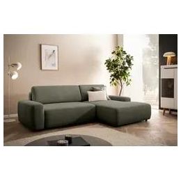Ecksofa Home Affaire "TORGE (264cm), Schlafsofa in Cord, Samtvelours o Struktur fein, L-Form", gr&uuml;n (khaki), B:264cm H:82cm T:162cm, 100% Polyester, Sofas, Ecksofa, Schlaffunktion, Bettkasten, Liegefl&auml;che: 125/210 cm