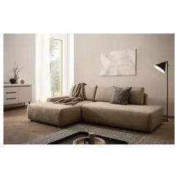 Ecksofa Home Affaire "TORGE, Schlafsofa Cord, Samtvelours u. Strukur fein, Couch in L-Form", braun (hellbraun), B:276cm H:82cm T:164cm, 100% Polyester, Sofas, Ecksofa, Schlaffunktion und Bettkasten, Liegefl&auml;che: 210x125 cm, neues Design