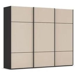 Schwebet&uuml;renschrank Rauch "Kleiderschrank Schrank Garderobe Schlafzimmerschrank SCALE-TRIO", beige (schwarz, glas champagner matt, griffleisten schwarz), B:271cm H:223cm T:68cm, Holzwerkstoff, Schr&auml;nke, Schwebet&uuml;renschrank, edle dreigeteilte Front mit 2 Zierleisten Glasfront MADE IN GERMANY
