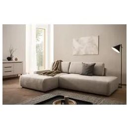 Ecksofa Home Affaire "TORGE, Schlafsofa Cord, Samtvelours u. Strukur fein, Couch in L-Form", beige (hellbeige), B:276cm H:82cm T:164cm, 100% Polyester, Sofas, Ecksofa, Schlaffunktion und Bettkasten, Liegefl&auml;che: 210x125 cm, neues Design