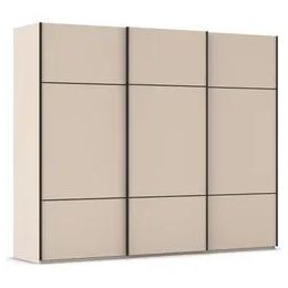 Schwebet&uuml;renschrank Rauch "Kleiderschrank Schrank Garderobe Schlafzimmerschrank SCALE-TRIO", beige (champagner, griffleisten schwarz), B:271cm H:223cm T:68cm, Holzwerkstoff, Schr&auml;nke, Schwebet&uuml;renschrank, edle dreigeteilte Front, 2 Zierleisten in Griff-Farbe MADE IN GERMANY