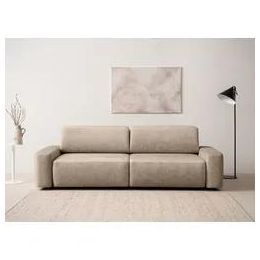 3-Sitzer Home Affaire "TORGE (257cm), Sofa,Schlafsofa in Cord, Samtvelours, Struktur fein", braun (hellbraun), B:257cm H:82cm T:105cm, 100% Polyester, Sofas, rundes Design, Schlaffunktion u. Bettkasten, Liegefl&auml;che: 135/200 cm