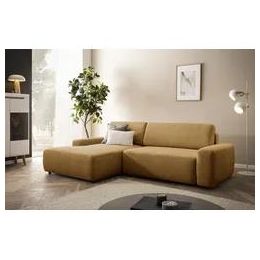 Ecksofa Home Affaire "TORGE (264cm), Schlafsofa in Cord, Samtvelours o Struktur fein, L-Form", gelb (honiggelb), B:264cm H:82cm T:162cm, 100% Polyester, Sofas, Ecksofa, Schlaffunktion, Bettkasten, Liegefl&auml;che: 125/210 cm
