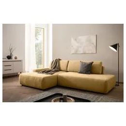 Ecksofa Home Affaire "TORGE, Schlafsofa Cord, Samtvelours u. Strukur fein, Couch in L-Form", gelb (honiggelb), B:276cm H:82cm T:164cm, 100% Polyester, Sofas, Ecksofa, Schlaffunktion und Bettkasten, Liegefl&auml;che: 210x125 cm, neues Design