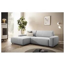 Ecksofa Home Affaire "TORGE (264cm), Schlafsofa in Cord, Samtvelours o Struktur fein, L-Form", grau (hellgrau), B:264cm H:82cm T:162cm, 100% Polyester, Sofas, Ecksofa, Schlaffunktion, Bettkasten, Liegefl&auml;che: 125/210 cm
