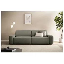 3-Sitzer Home Affaire "TORGE (257cm), Sofa,Schlafsofa in Cord, Samtvelours, Struktur fein", gr&uuml;n (khaki), B:257cm H:82cm T:105cm, 100% Polyester, Sofas, rundes Design, Schlaffunktion u. Bettkasten, Liegefl&auml;che: 135/200 cm