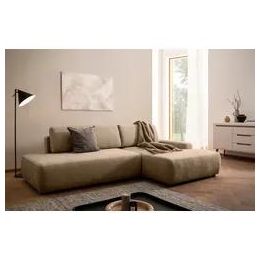Ecksofa Home Affaire "TORGE, Schlafsofa Cord, Samtvelours u. Strukur fein, Couch in L-Form", braun (hellbraun), B:276cm H:82cm T:164cm, 100% Polyester, Sofas, Ecksofa, Schlaffunktion und Bettkasten, Liegefl&auml;che: 210x125 cm, neues Design