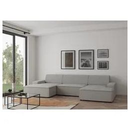 Wohnlandschaft Trendmanufaktur "Graz, wahlweise mit Sitzvorschub und Bettkasten, U-Form, Breite 329 cm", wei&szlig; (wollwei&szlig;), B:329cm H:73cm T:162cm, 100% Polyester, Sofas, Wohnlandschaft, in Cord-, haustierfreundlichem LEO Struktur- oder LUMOS-3D-Bezug