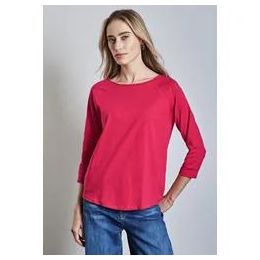 3/4-Arm-Shirt Street One, Damen, Gr. 34, pink (power berry), Web, 100% Baumwolle, unifarben, normal normal, Rundhals, B&uuml;ndchen, Shirts 3/4-Arm-Shirt, aus reiner Baumwolle