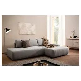 Ecksofa Home Affaire "TORGE, Schlafsofa Cord, Samtvelours u. Strukur fein, Couch in L-Form", grau (hellgrau), B:276cm H:82cm T:164cm, 100% Polyester, Sofas, Ecksofa, Schlaffunktion und Bettkasten, Liegefl&auml;che: 210x125 cm, neues Design