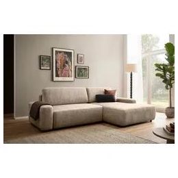 Ecksofa Home Affaire "TORGE (264cm), Schlafsofa in Cord, Samtvelours o Struktur fein, L-Form", braun (hellbraun), B:264cm H:82cm T:162cm, 100% Polyester, Sofas, Ecksofa, Schlaffunktion, Bettkasten, Liegefl&auml;che: 125/210 cm