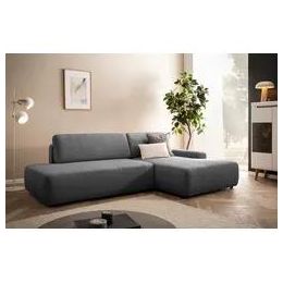 Ecksofa Home Affaire "TORGE, Schlafsofa Cord, Samtvelours u. Strukur fein, Couch in L-Form", grau (anthrazit), B:276cm H:82cm T:164cm, 100% Polyester, Sofas, Ecksofa, Schlaffunktion und Bettkasten, Liegefl&auml;che: 210x125 cm, neues Design