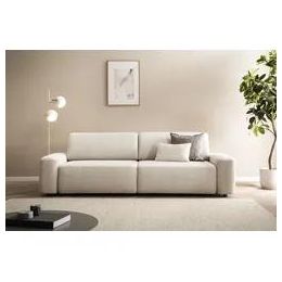 3-Sitzer Home Affaire "TORGE (257cm), Sofa,Schlafsofa in Cord, Samtvelours, Struktur fein", beige (hellbeige), B:257cm H:82cm T:105cm, 100% Polyester, Sofas, rundes Design, Schlaffunktion u. Bettkasten, Liegefl&auml;che: 135/200 cm