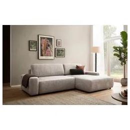 Ecksofa Home Affaire "TORGE (264cm), Schlafsofa in Cord, Samtvelours o Struktur fein, L-Form", beige (hellbeige), B:264cm H:82cm T:162cm, 100% Polyester, Sofas, Ecksofa, Schlaffunktion, Bettkasten, Liegefl&auml;che: 125/210 cm