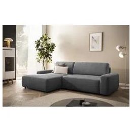 Ecksofa Home Affaire "TORGE (264cm), Schlafsofa in Cord, Samtvelours o Struktur fein, L-Form", grau (anthrazit), B:264cm H:82cm T:162cm, 100% Polyester, Sofas, Ecksofa, Schlaffunktion, Bettkasten, Liegefl&auml;che: 125/210 cm