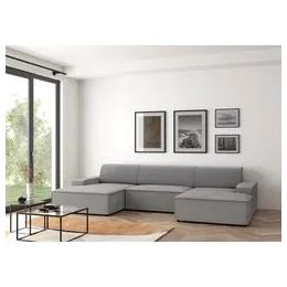 Wohnlandschaft Trendmanufaktur "Graz, wahlweise mit Sitzvorschub und Bettkasten, U-Form, Breite 329 cm", braun (schlamm), B:329cm H:73cm T:162cm, 100% Polyester, Sofas, Wohnlandschaft, in Cord-, haustierfreundlichem LEO Struktur- oder LUMOS-3D-Bezug