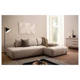 Ecksofa Home Affaire "TORGE, Schlafsofa Cord, Samtvelours u. Strukur fein, Couch in L-Form", beige (hellbeige), B:276cm H:82cm T:164cm, 100% Polyester, Sofas, Ecksofa, Schlaffunktion und Bettkasten, Liegefl&auml;che: 210x125 cm, neues Design