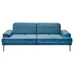 3-Sitzer Musterring "MR 4580", blau (blau grau), B:228cm H:79cm T:130cm, 100% Polyester, Sofas, inkl. Kopf- und Sitztiefenverstellung, Fu&szlig; schwarz, B228 x T103 cm