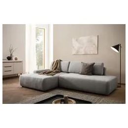 Ecksofa Home Affaire "TORGE, Schlafsofa Cord, Samtvelours u. Strukur fein, Couch in L-Form", grau (hellgrau), B:276cm H:82cm T:164cm, 100% Polyester, Sofas, Ecksofa, Schlaffunktion und Bettkasten, Liegefl&auml;che: 210x125 cm, neues Design